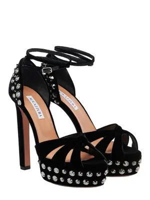 AQUAZZURA Cosmic Love 130 Studded Platform Sandals - Black