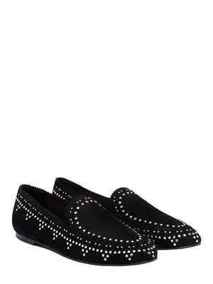 AQUAZZURA Skye Studded Suede Loafers - Black