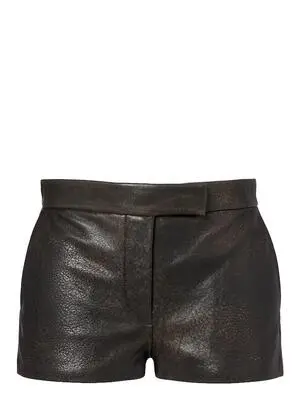 Alex Perry Low-rise Leather Micro Shorts - Brown