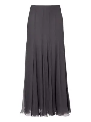 Chloé Paneled High-Rise Silk Muslin Maxi Skirt Grey