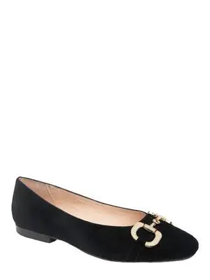 PATRICIA GREEN Cannes Crystal Horsebit Flat - Black Suede