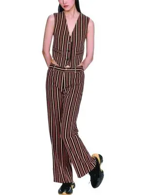 Anna Sui Pinstripe Pants - Black Multi