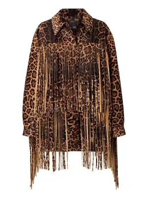 Dolce & Gabbana Leopard-print Calf Hair Jacket With Fringing - Animal Print