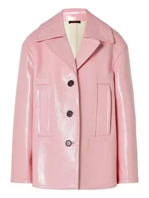Gucci Oversized Crinkled Patent-leather Coat - Pink