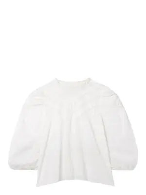 DÔEN Adelphine Crochet-Trimmed Pintucked Blouse