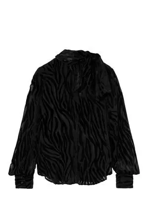 Isabel Marant Geona Tie-neck Devoré-velvet Blouse - Black