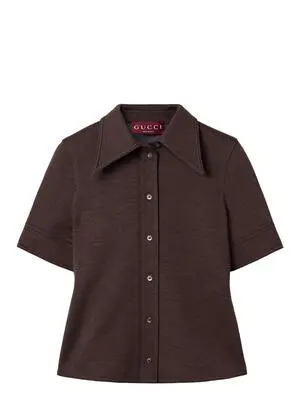 Gucci Wool-blend Jersey Shirt Dark Brown