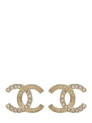 Chanel Cc Logo Stud Earrings - Gold (aba227)