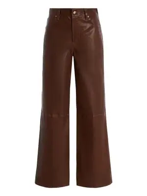 FRAME Le Slim Palazzo Leather Jeans - Brown