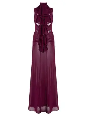Alaïa Bow-detailed Georgette Maxi Dress - Purple