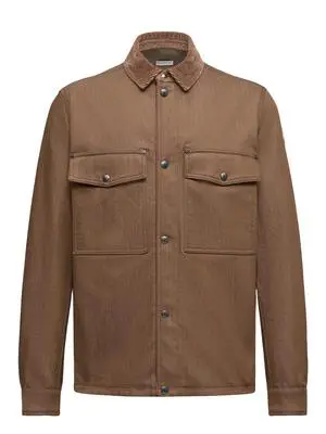 Moncler Denim Corduroy-trimmed Shirt Jacket - Brown
