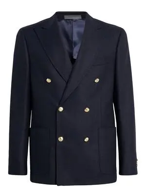 Corneliani Virgin Wool Double-breasted Blazer - Navy