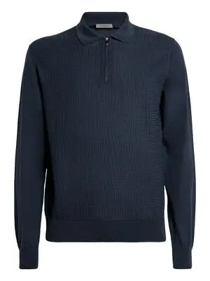 Corneliani Virgin Wool Quarter-zip Polo Sweater - Blue