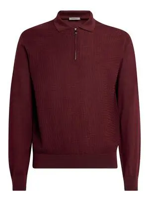 Corneliani Virgin Wool Quarter-zip Polo Sweater - Red