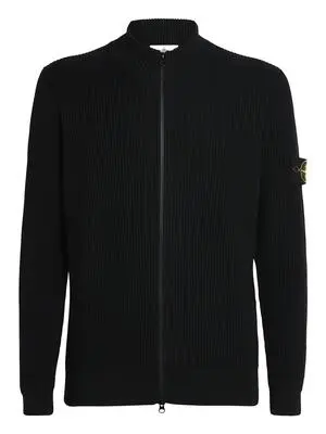 STONE ISLAND Virgin Wool Zip-Up Sweater