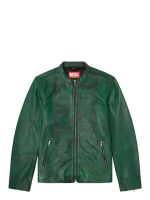 DIESEL Leather Zip-up Jacket - Green