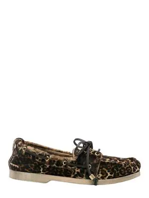 GOLDEN GOOSE Leopard-print Boat Shoes - Brown