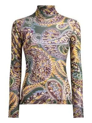 Etro Paisley Turtleneck Top - Green