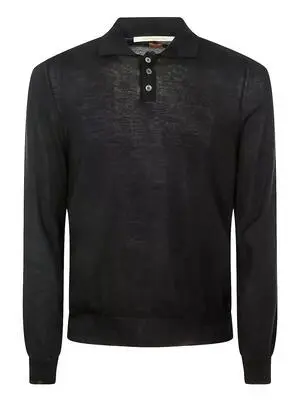 Alpha Industries Long-sleeve Cotton Polo Shirt - Black
