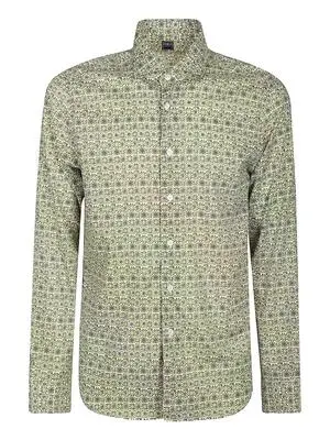 Fedeli Floral-pattern Cotton Shirt - Green