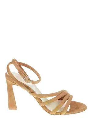 ANNA F. 90mm Ankle-strap Suede Sandals - Brown