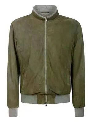 BARBA NAPOLI Suede Zip-up Jacket - Green