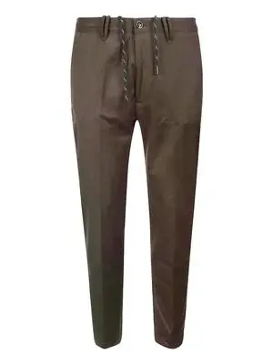 NINE:INTHE:MORNING Drawstring-waist Flap-pocket Trousers - Brown