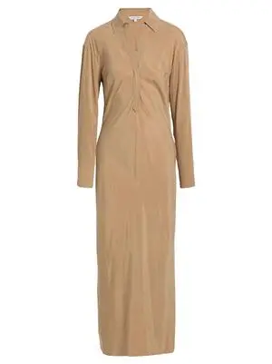 Veronica Beard Liberty Washed Cupro-blend Maxi Shirt Dress - Light Brown