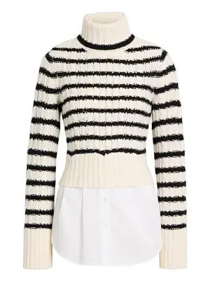 Veronica Beard Iyla Striped Cable-knit Sweater - Ecru