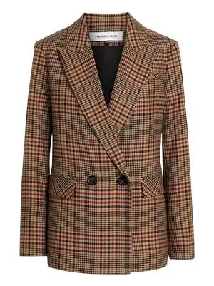 Veronica Beard Sevyn Dickey Double-breasted Wool-tweed Blazer - Camel