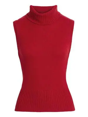 Veronica Beard Mazzy Cashmere Turtleneck Vest - Crimson