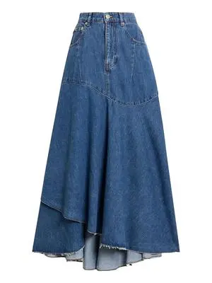 MAJE Asymmetric Denim Midi Skirt