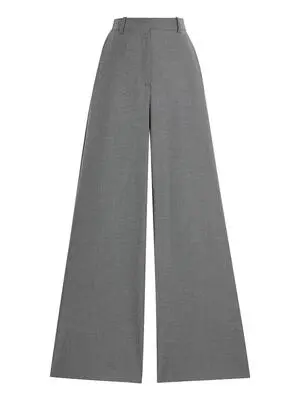 Maje Twill Wide-leg Pants - Gray