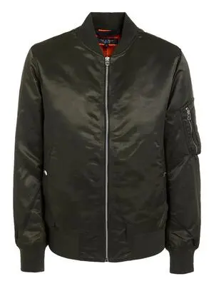 Rag & Bone Manston Satin Bomber Jacket - Army Green