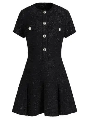 Maje Metallic Bouclé-tweed Mini Dress - Black