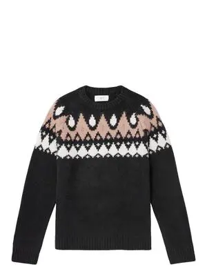 Mr P. Geo Intarsia-knit Wool And Cashmere-blend Sweater - Black