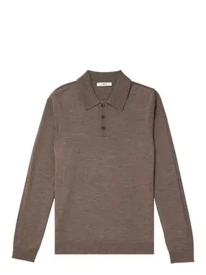 Mr P. Merino Wool Polo Shirt - Brown