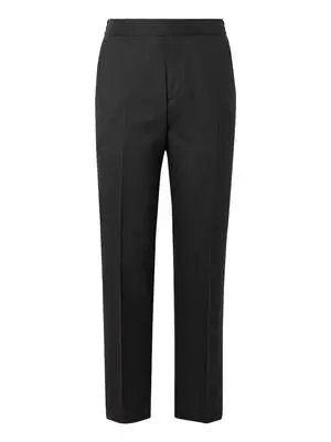 Mr P. Tapered Wool Tuxedo Trousers - Black