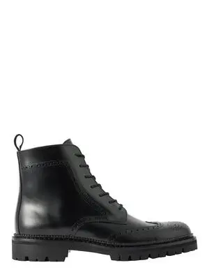 Mr P. Jacques Waxed-leather Brogue Boots - Black