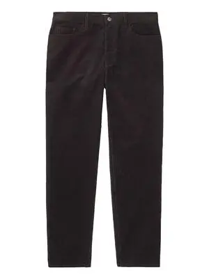 Mr P. Samuel Straight Leg Cotton Corduroy Trousers - Brown