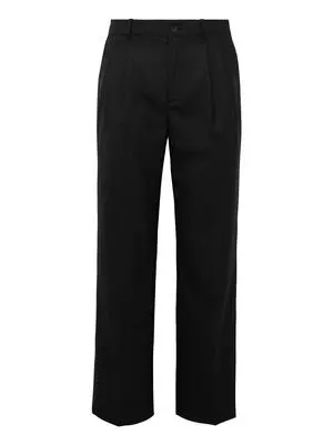 Mr P. Edward Straight-leg Pleated Woven Trousers - Black