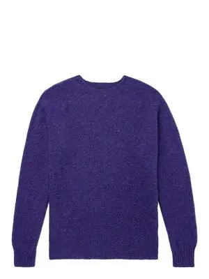 DRAKE'S Brushed-wool Crew-neck Sweater - Purple