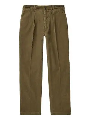 DRAKE'S Games Tapered Cotton-corduroy Trousers - Green
