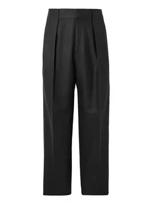 Zegna Straight-leg Pleated Wool Trousers - Black