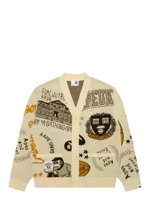 AAPE BY *A BATHING APE Graphic-print Buttoned Cardigan - Neutrals