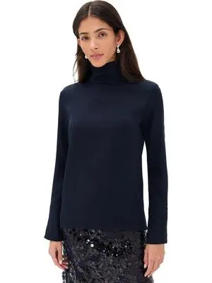 Renggli Silk Turtleneck Top - Midnight