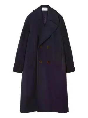 LANVIN Virgin Wool Double-breasted Coat - Blue