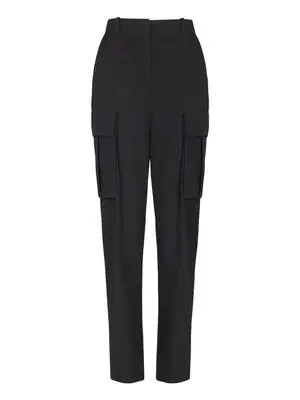 Balmain Cargo-pockets Wool Straight Trousers - Black