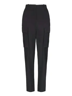 Balmain Cargo-pockets Wool Straight Trousers - Black
