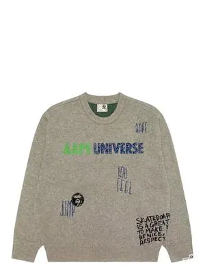 AAPE BY *A BATHING APE® Graphic Print Crew-neck Sweater - Grey